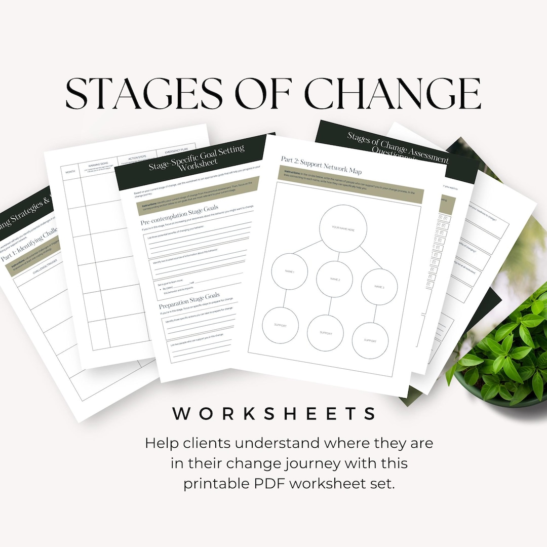 Stages of Change Worksheet, Behavior Change Workbook, Coaching ...