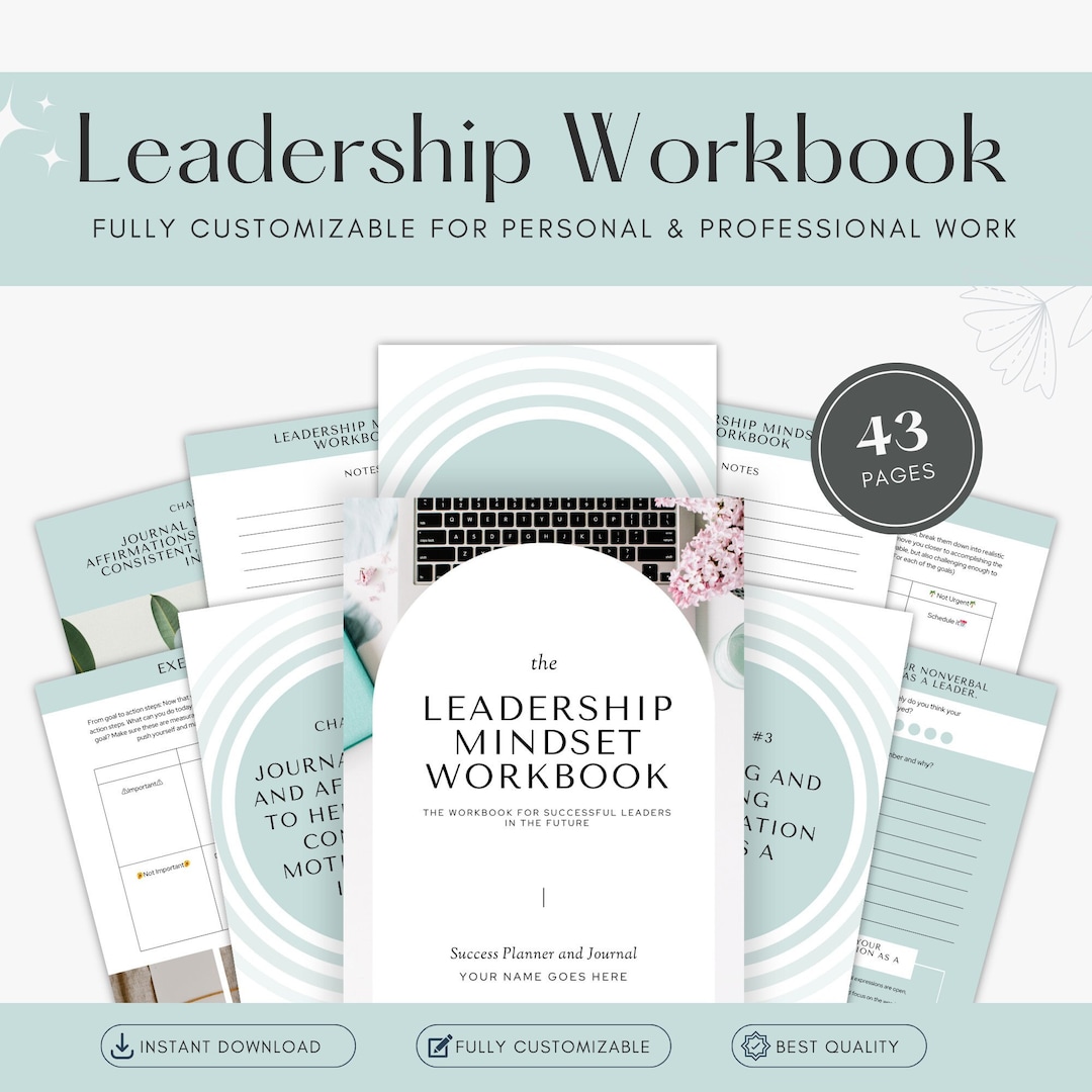 Leadership Mindset Workbook Template, Success Planner, Leadership ...