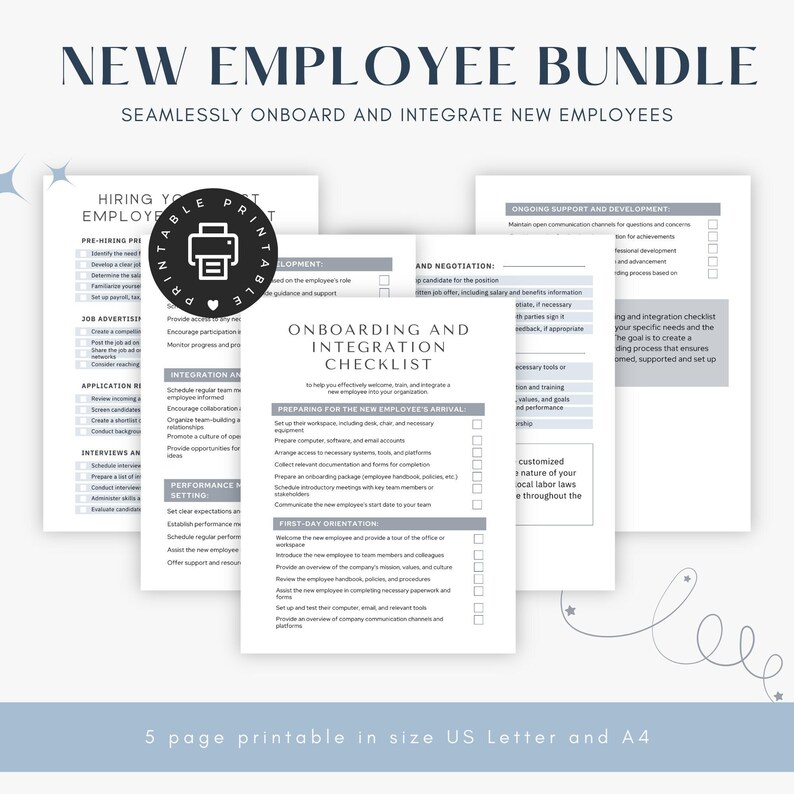 New Employee Bundle, New Hire Checklist, Onboarding and Integration, HR ...