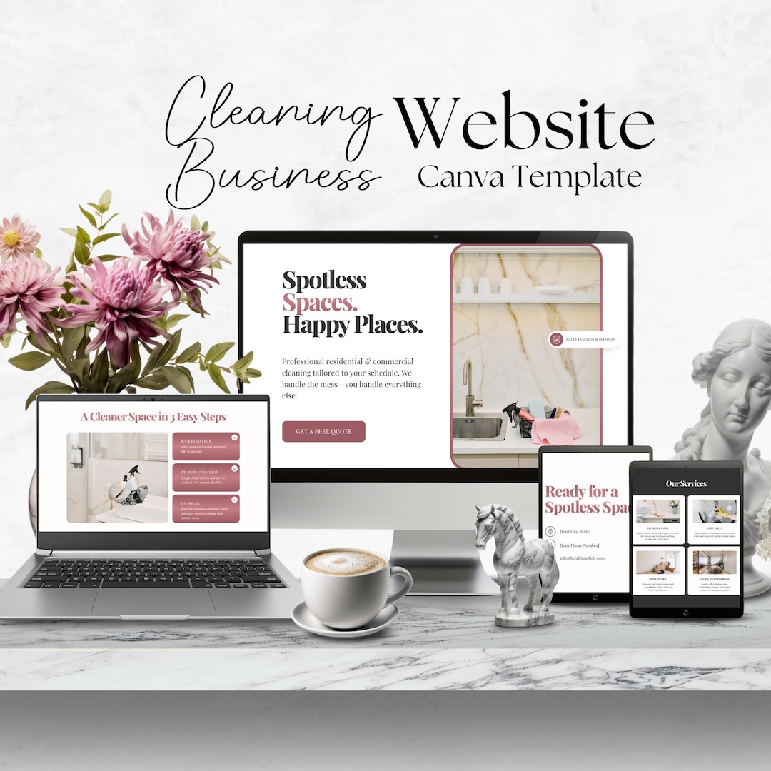 Cleaning Business Website Template, Canva Editable Site, Maid Service ...