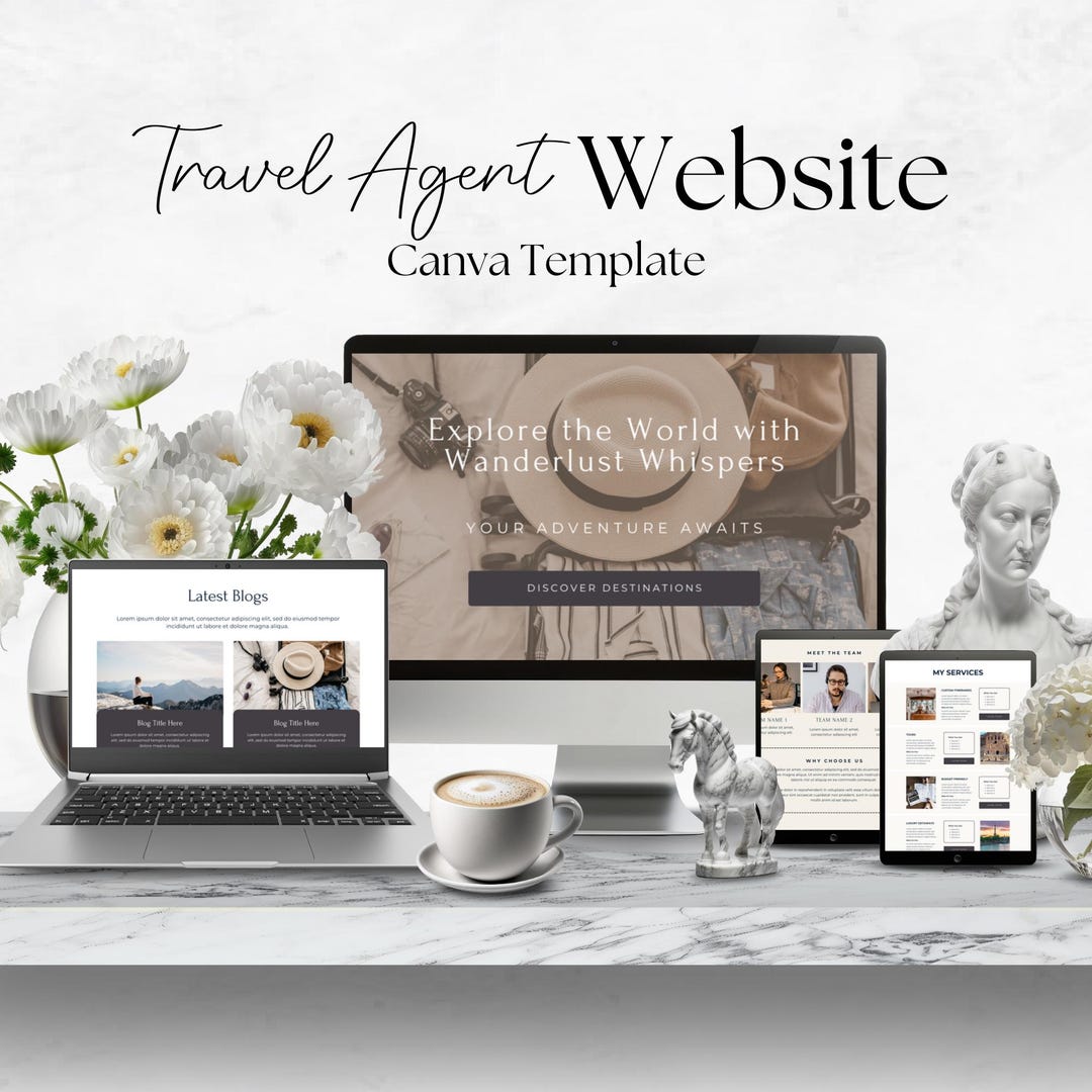 Travel Agent Website Template for Canva, Travel Advisor Landing Page ...