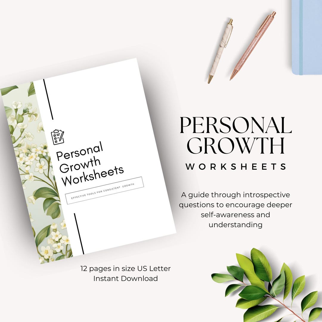 Personal Growth Worksheet Canva Template, Self Improvement Planner ...