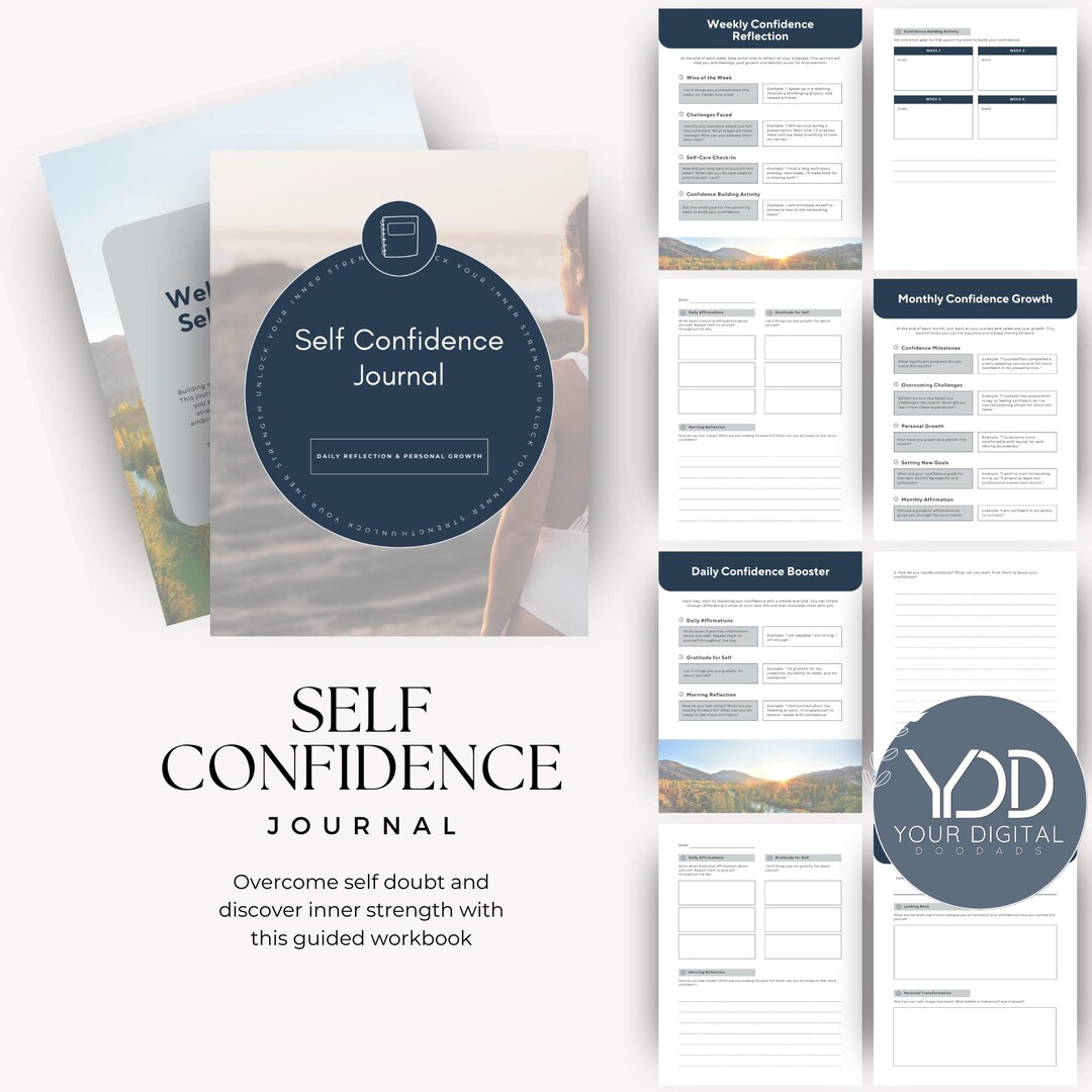 Self Confidence Journal Template, Daily Reflections, Printable Self ...