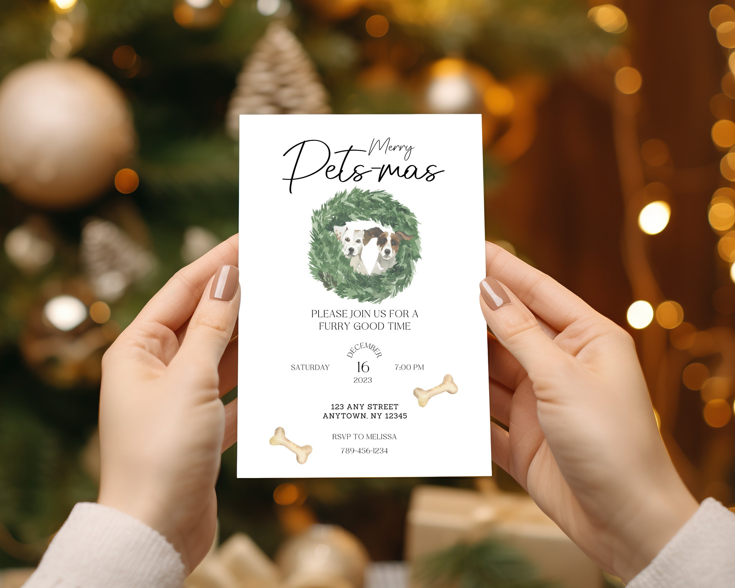 Editable Pet Christmas Party Invitation Holiday Party Invite - Etsy