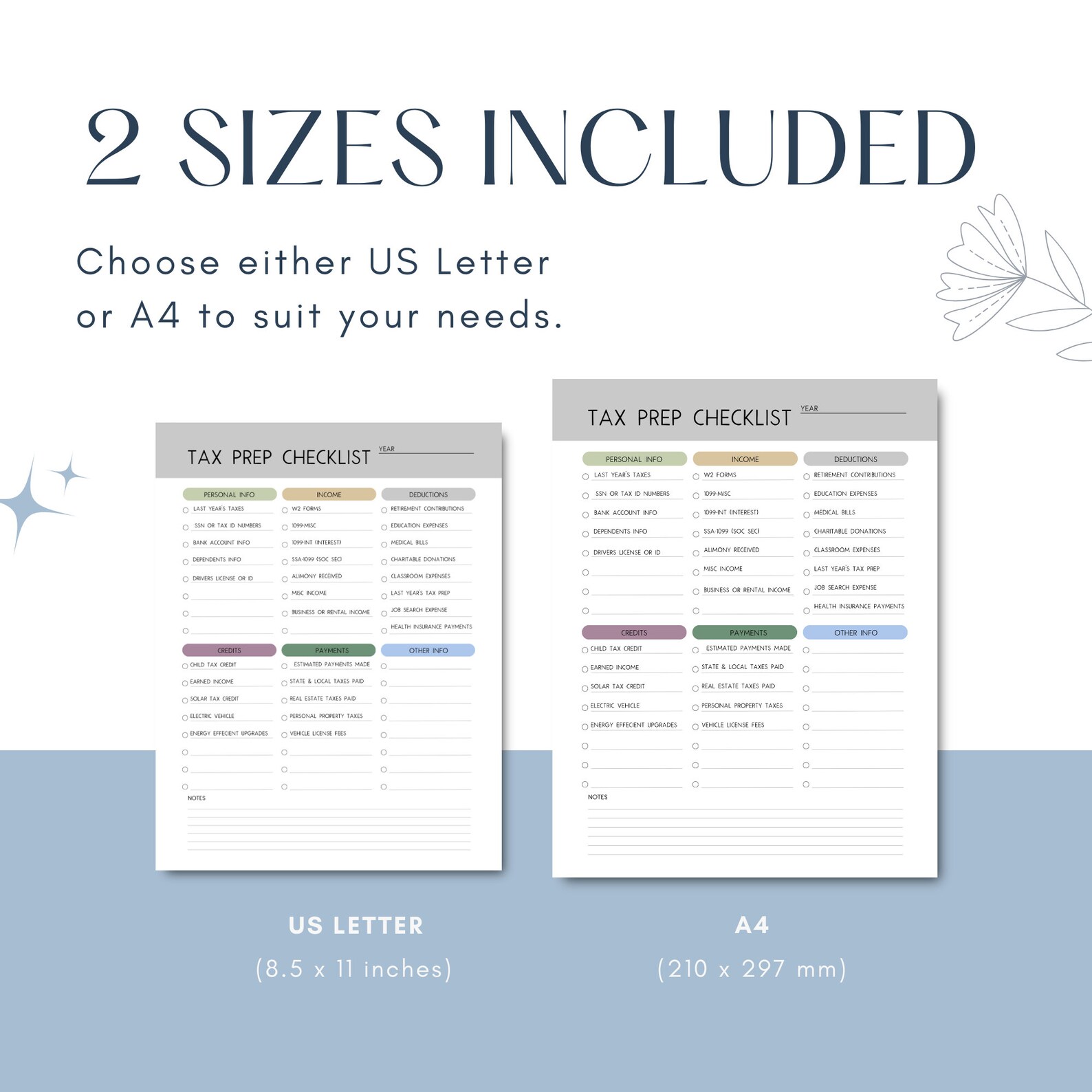 Tax Prep Checklist Financial Preparation Printable to Stay Organized ...