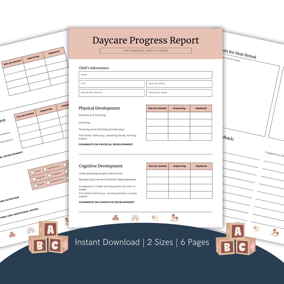 Daycare Progress Report Printable PDF, Student Assessment Template ...