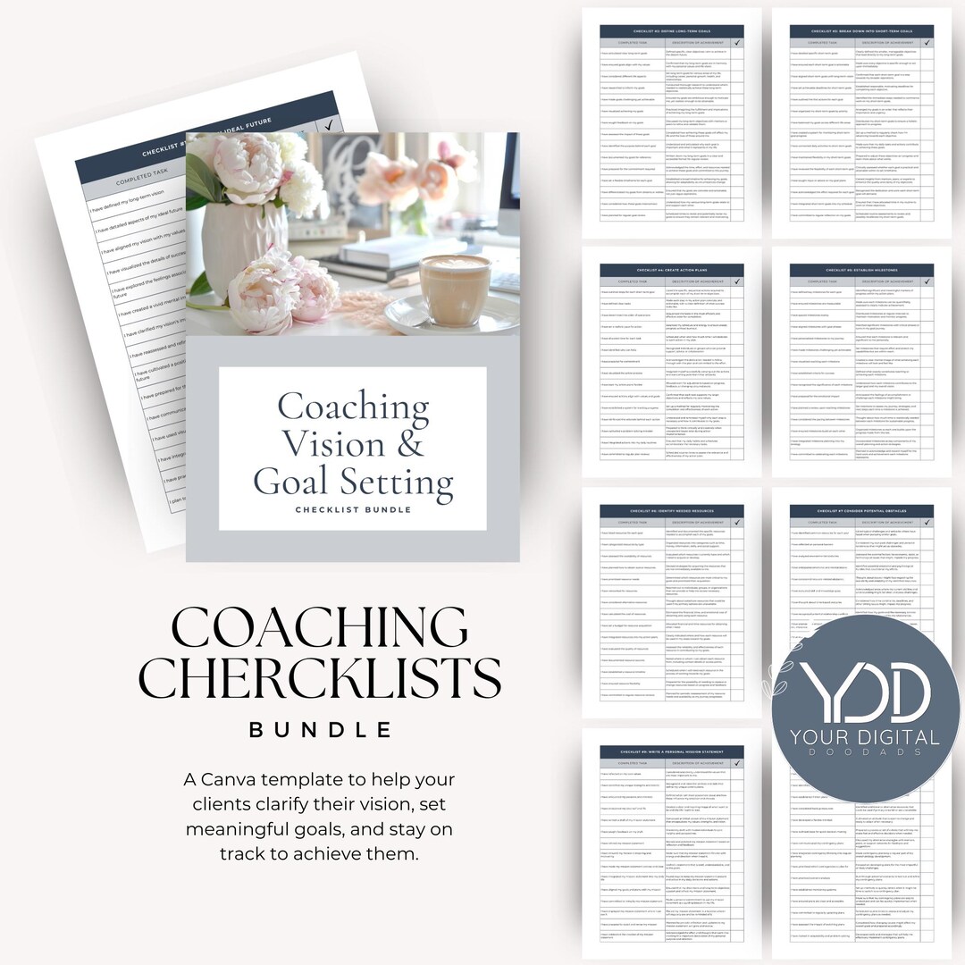 Coaching Vision and Goal Setting Checklist Bundle, Small Business ...