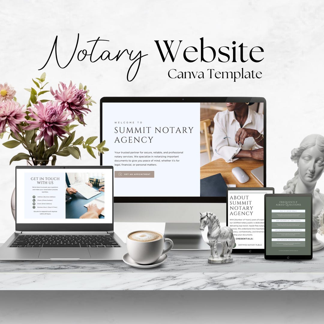 Editable Notary Website Canva Template for Professional Notary and ...