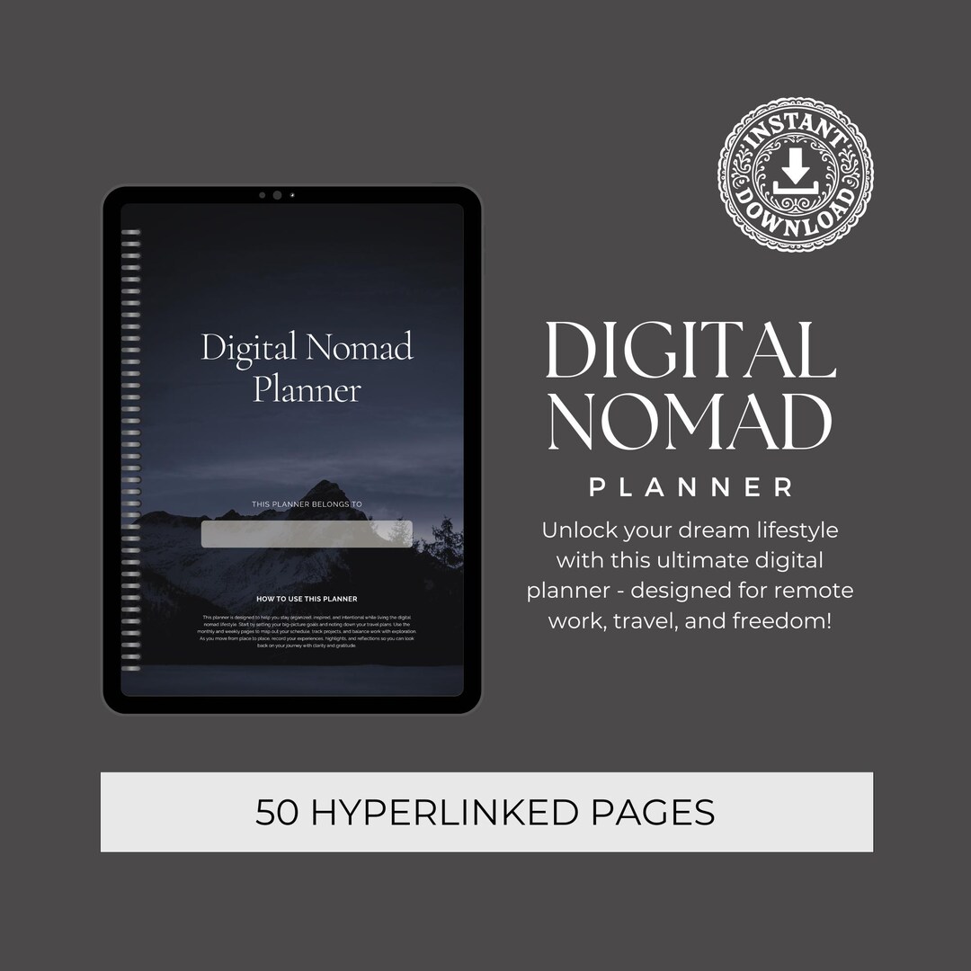 Digital Nomad Planner Dark Mode, Work Anywhere, Travel Planner, Remote ...