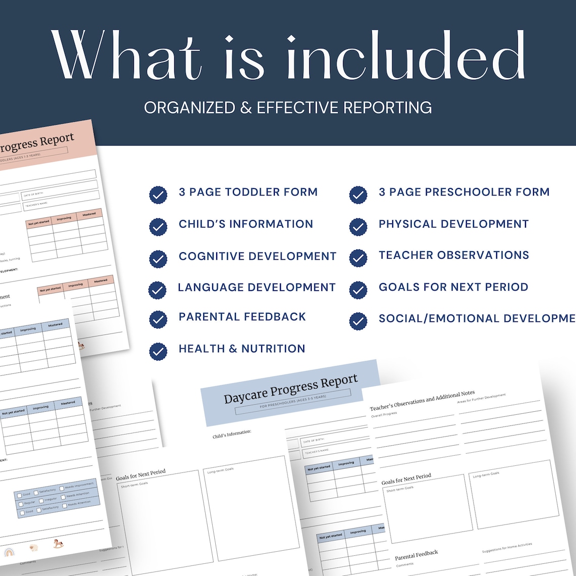 Daycare Progress Report Printable PDF, Student Assessment Template ...