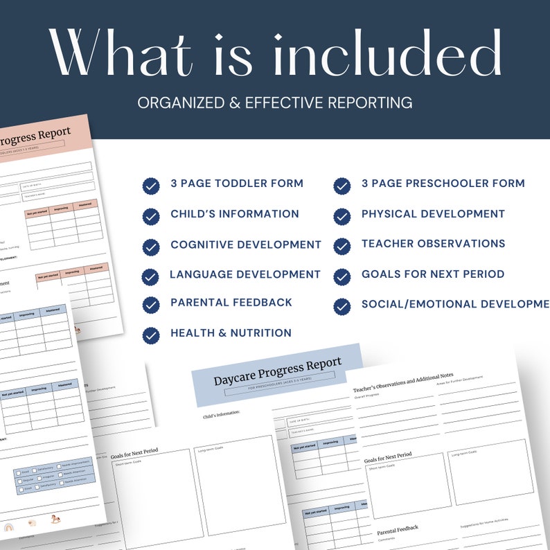 Daycare Progress Report Printable PDF, Student Assessment Template ...