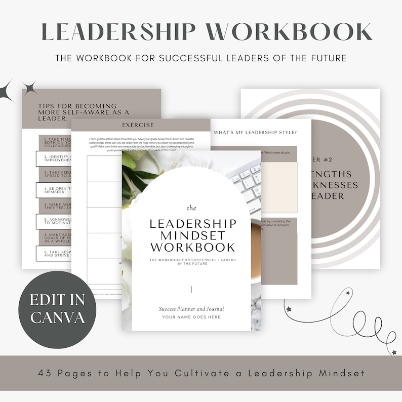 Leadership Mindset Workbook Template Success Planner Leadership ...