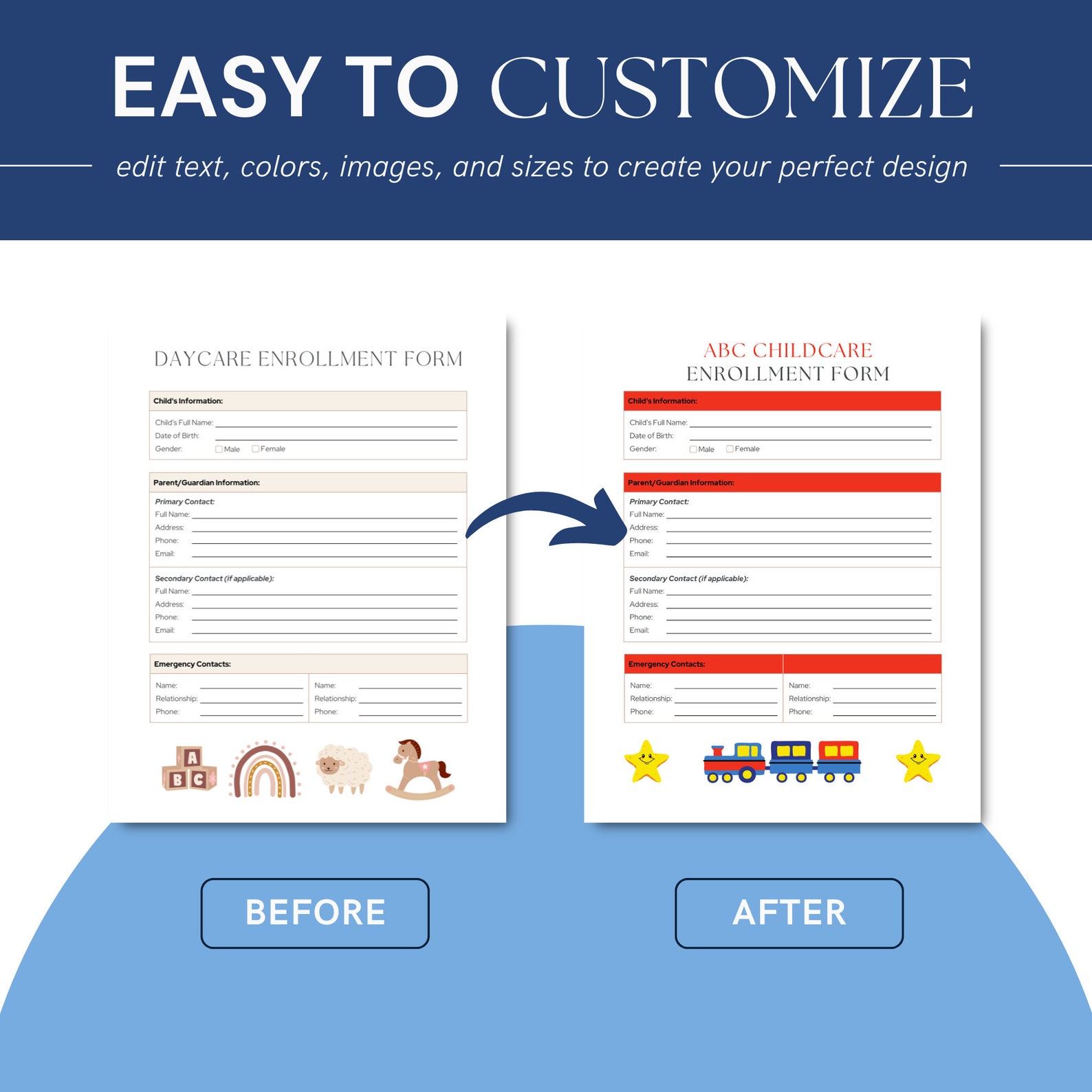 Daycare Enrollment Form Editable Template, Child Care Registration ...