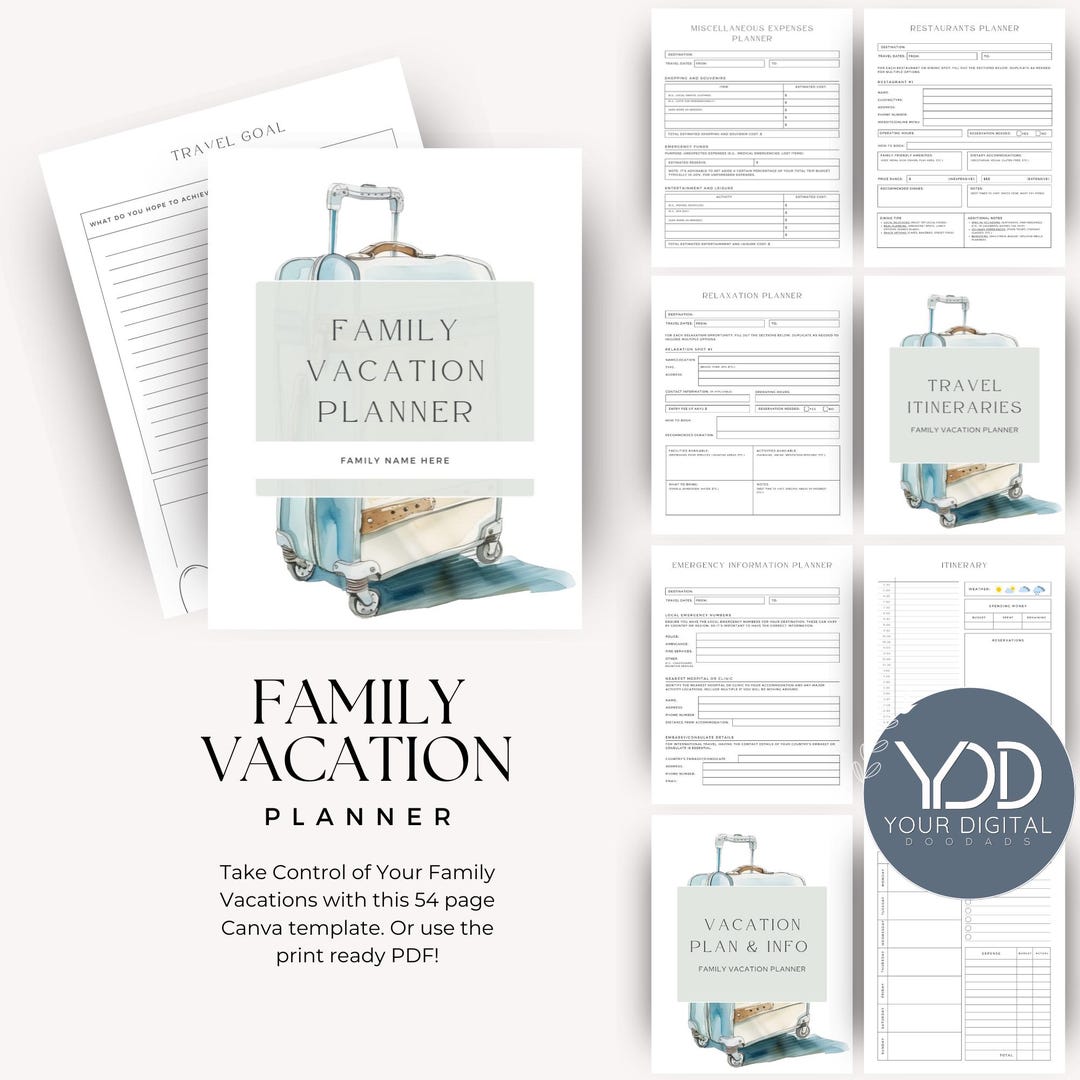 Editable Family Vacation Planner Template, Digital Travel Itinerary ...