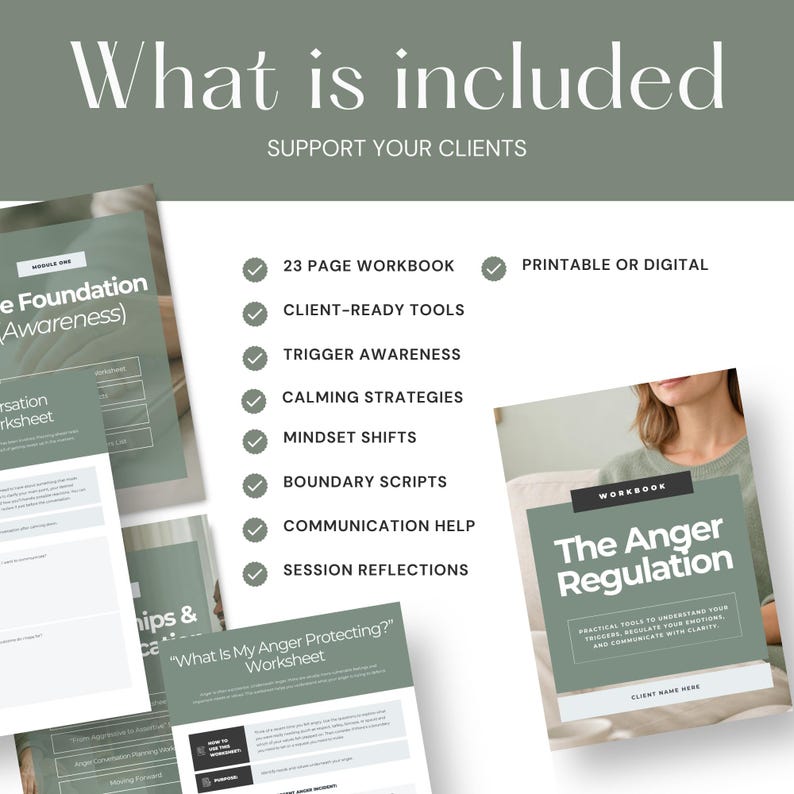 Anger Management Workbook Canva Template, Editable Therapy Worksheets ...