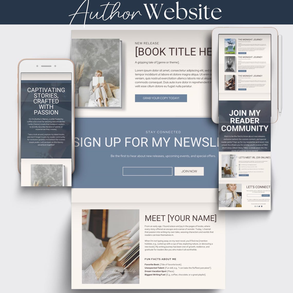 Author Canva Website Template, Book Landing Page, Writer Website Design ...