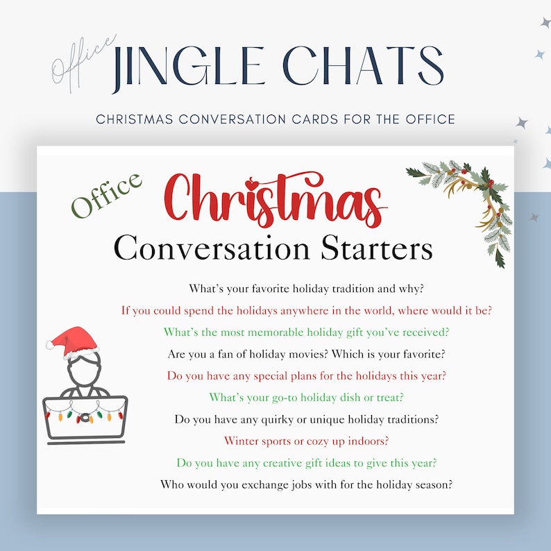 Jingle Chats: Festive Icebreaker Conversation Card for Office Holiday ...