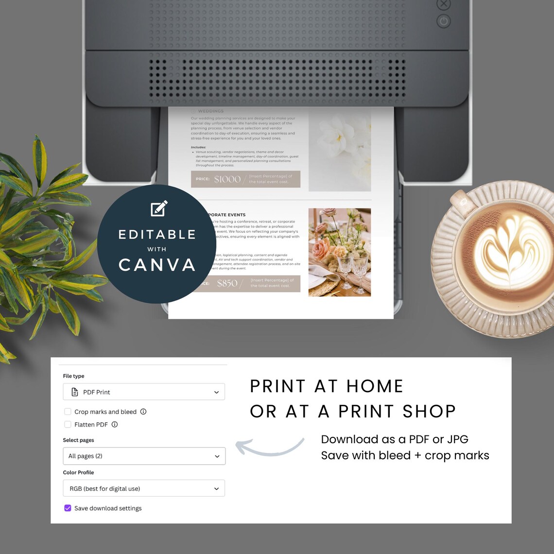 Event Planner Price List Canva Template, Editable Pricing Guide ...
