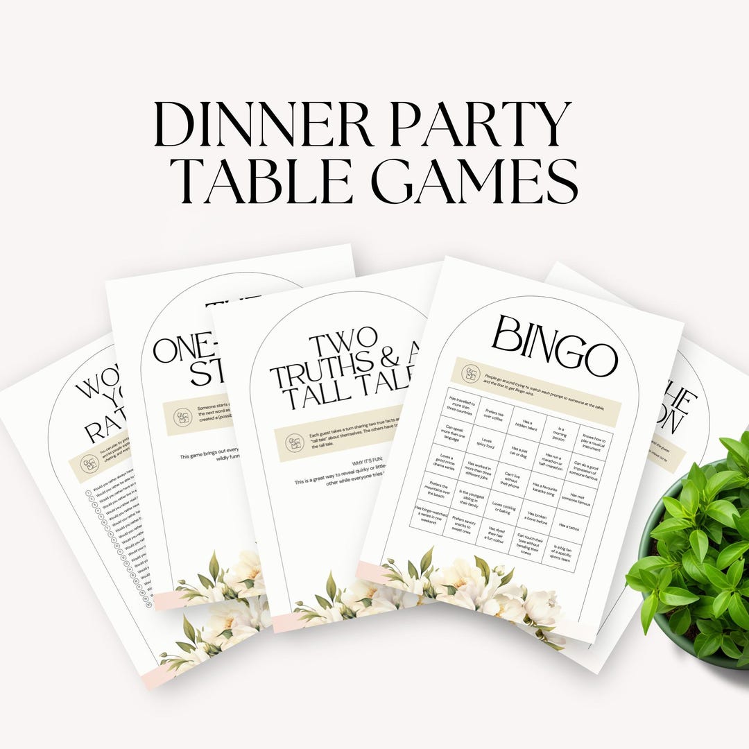 Dinner Party Table Games Printable, Business Dinner Activities, Work ...