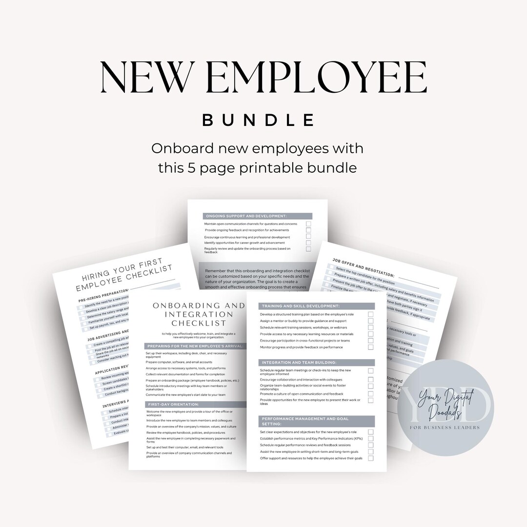 New Employee Bundle, New Hire Checklist, Onboarding and Integration, HR ...