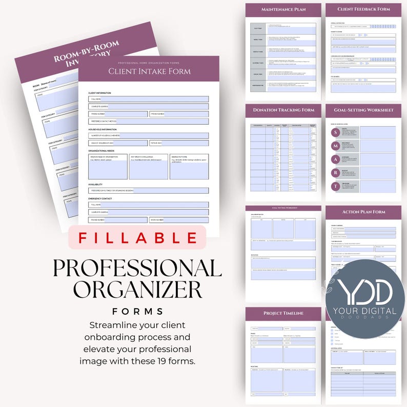 Fillable Professional Organizer Forms, Home Organization, Declutter ...