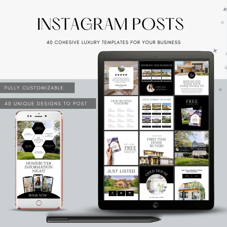 40 Real Estate Instagram Post Template for Canva Real Estate Social ...