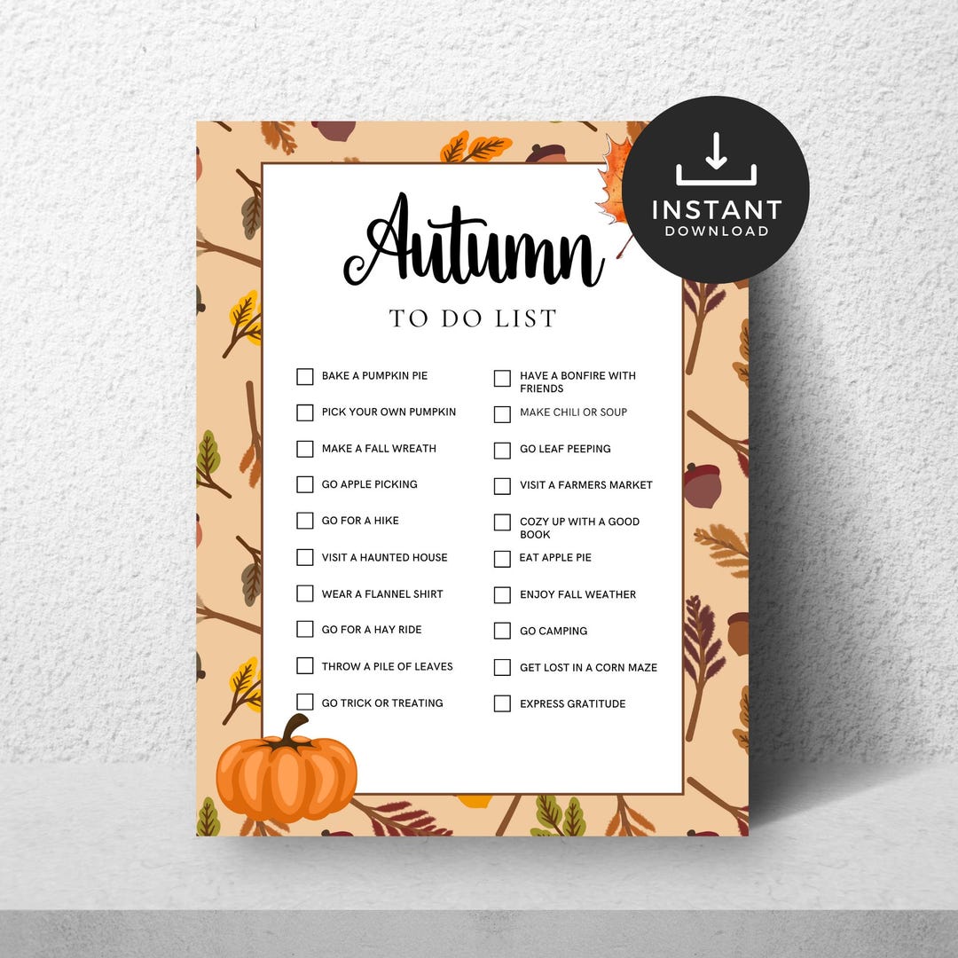Autumn to Do List Printable | Fall Bucket List PDF | Seasonal Checklist ...