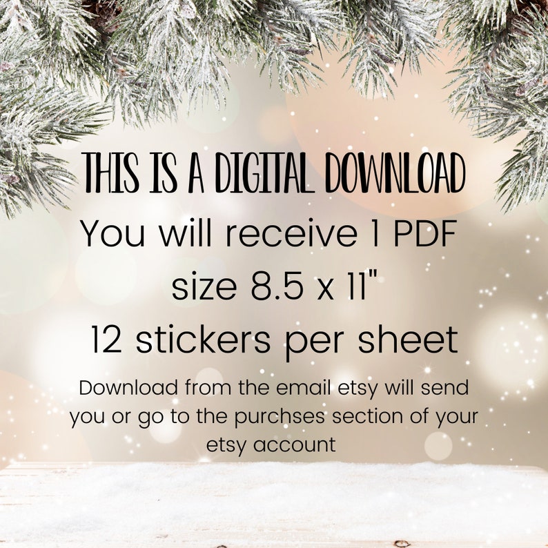 Printable Christmas Stickers Sheet Round Festive Sticker Labels for ...