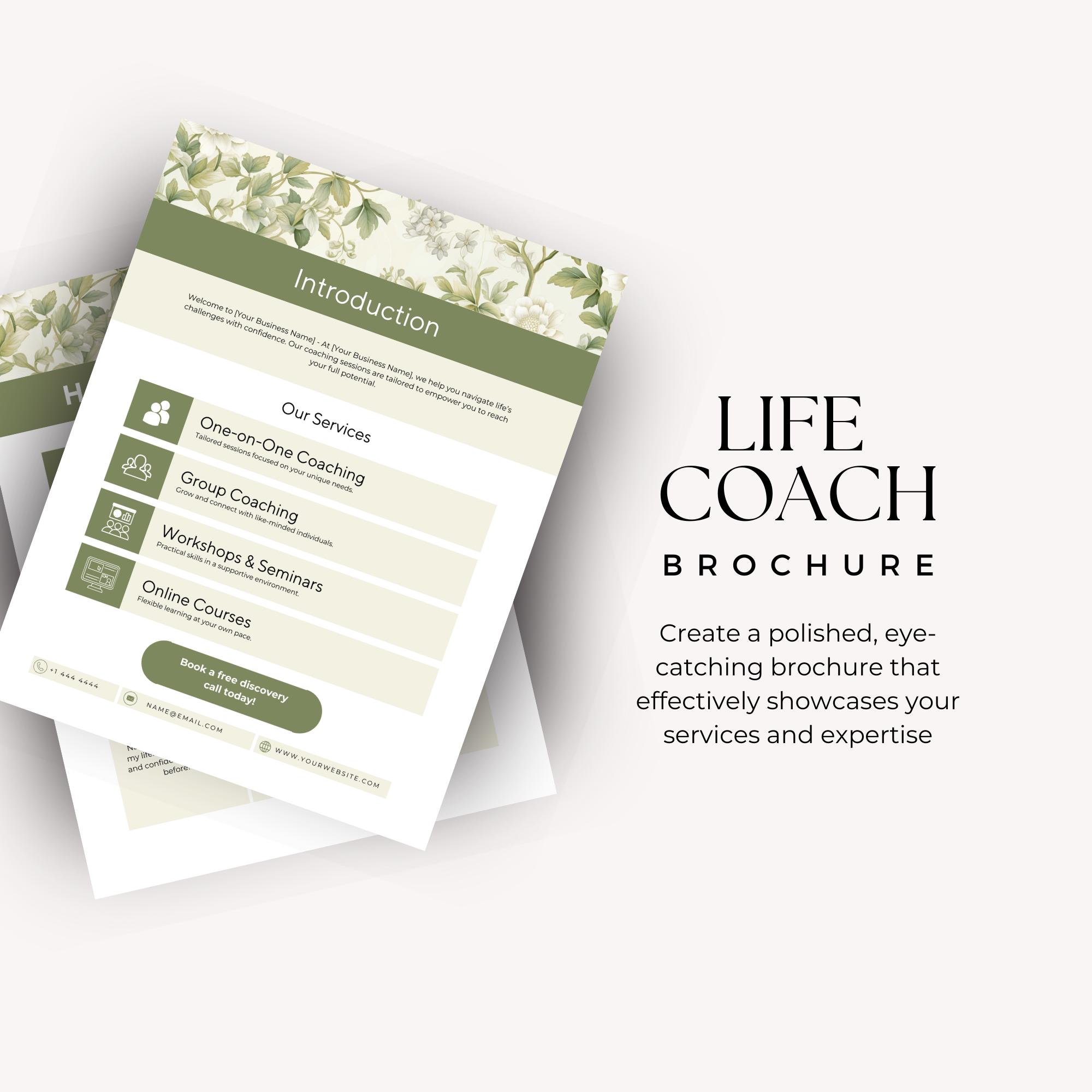 Life Coach Brochure Canva Template, Editable Coach Brochure, Coaching ...
