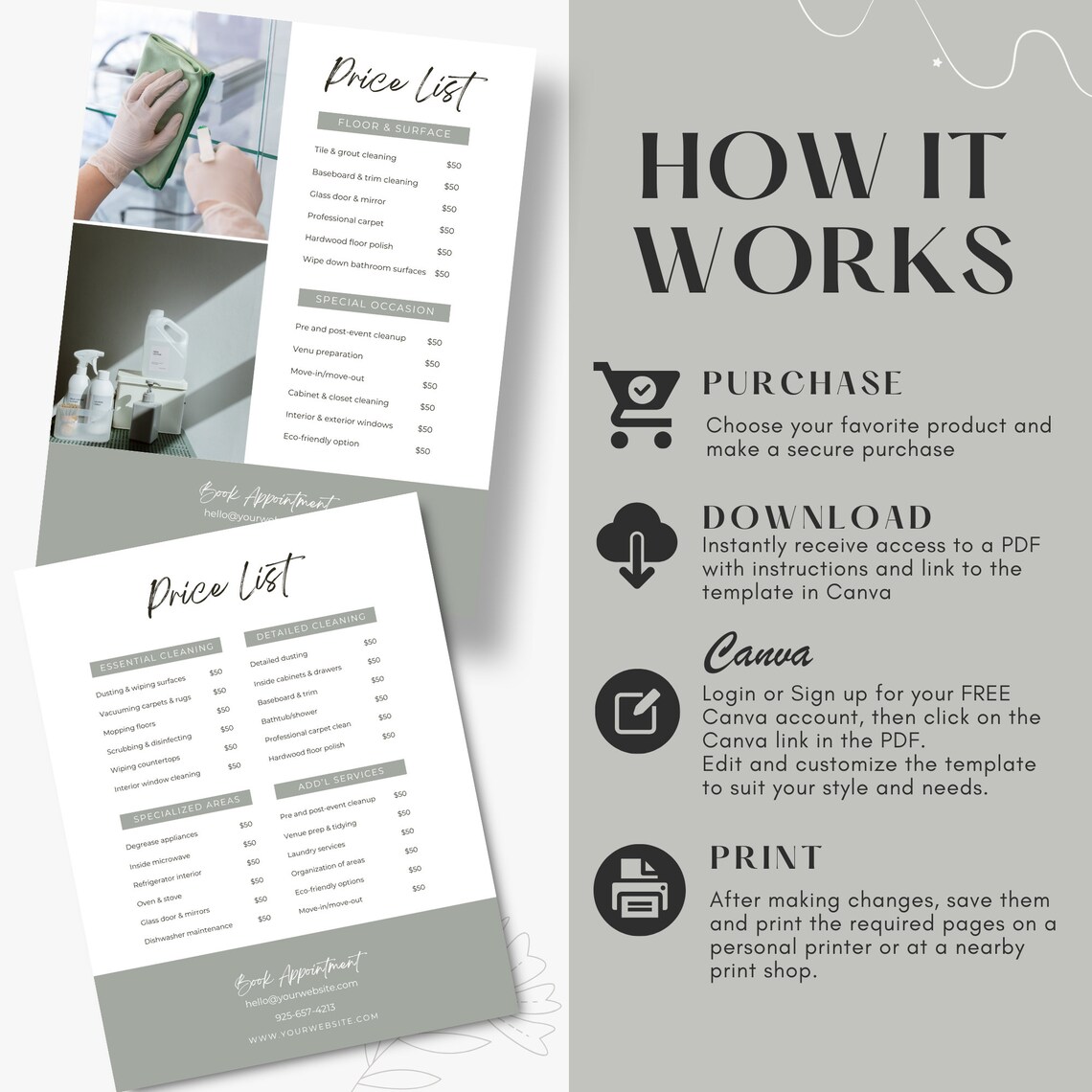 Cleaning Service List Cleaning Business Price Template Professional ...