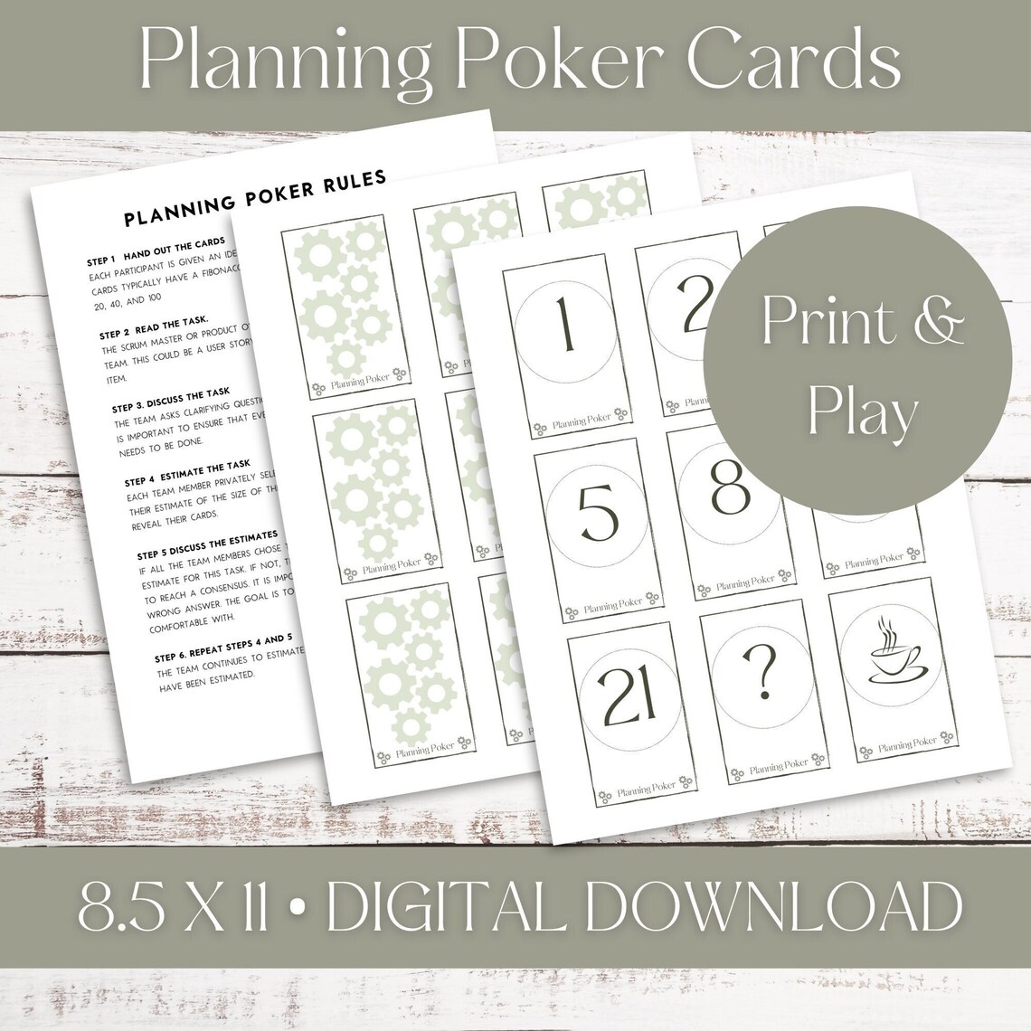 Agile Estimation Made Easy: Printable Planning Poker Cards Set With ...