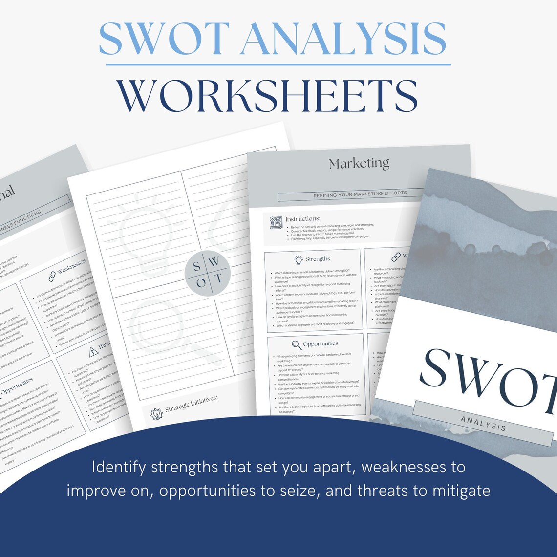 SWOT Analysis Printable Pdf, Competitive Guide, Marketing Business ...