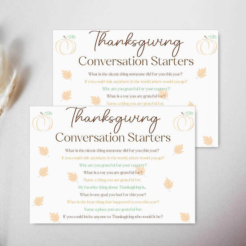 Thanksgiving Conversation Starter Cards, Family Dinner Conversation ...