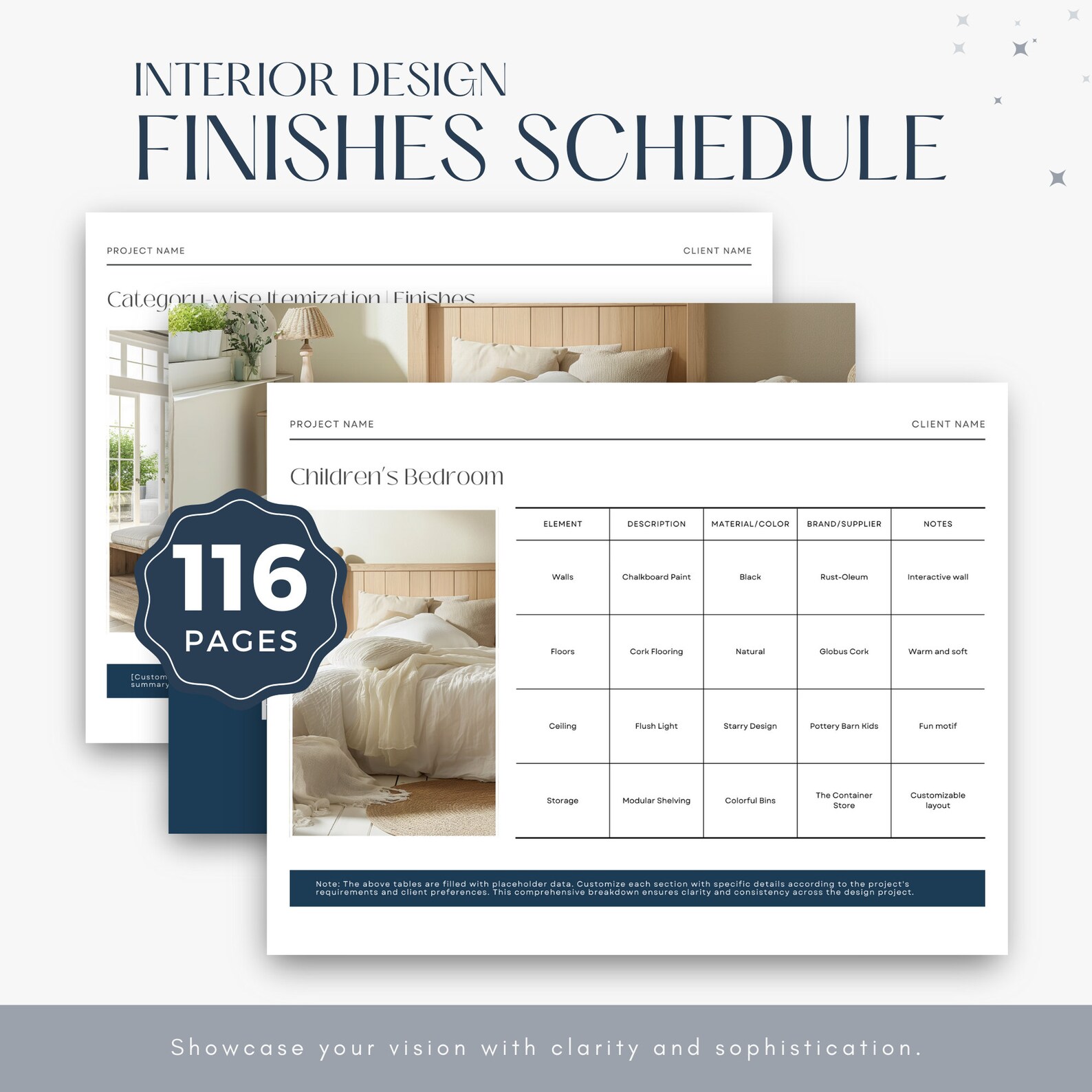 Interior Design Finishes Schedule Canva Template, Fixtures and Finishes ...