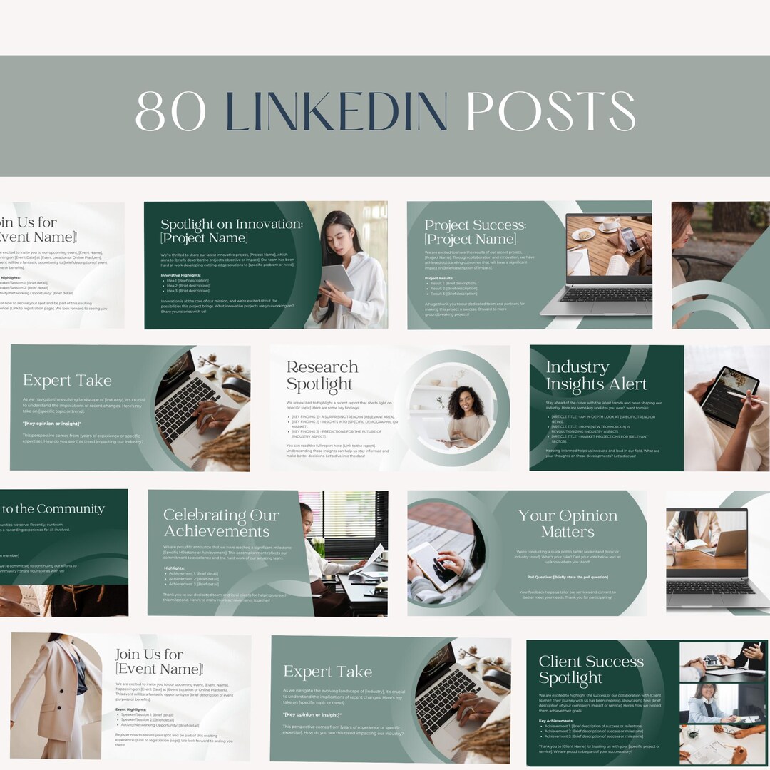 Linkedin Post Canva Template, Professional Linkedin Content, Social ...