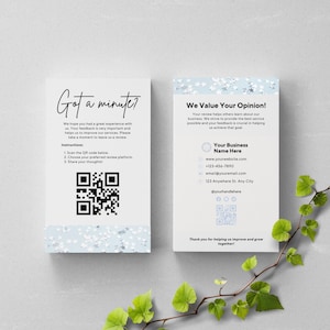 Custom QR Code Leave a Review Card Canva Template, Editable Small ...
