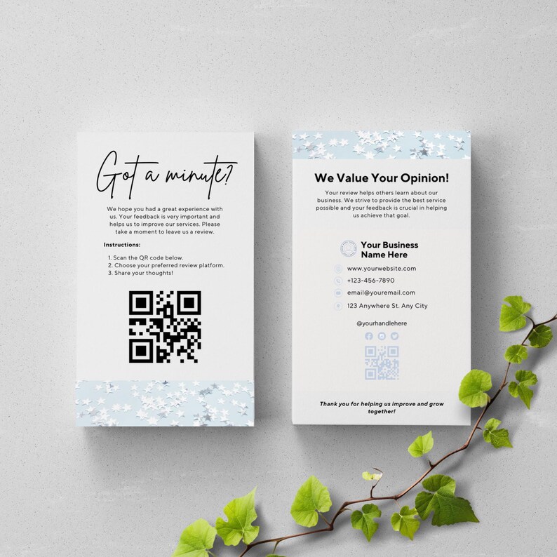 Custom QR Code Leave a Review Card Canva Template, Editable Small ...