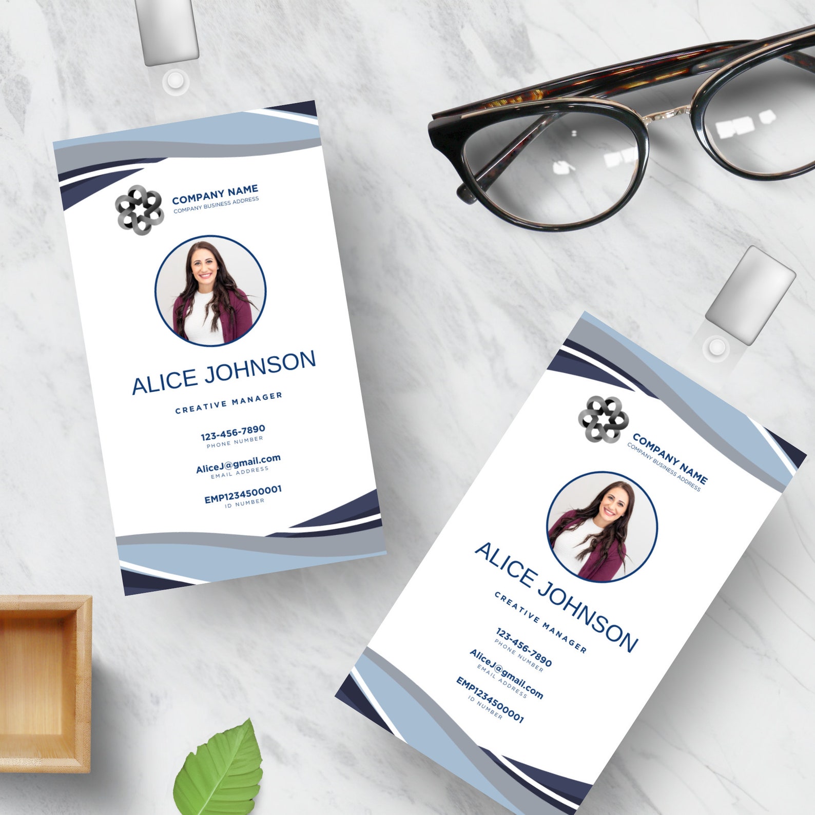 ID Badge Template Work Badge Photo ID Card Employee Name Badge ...