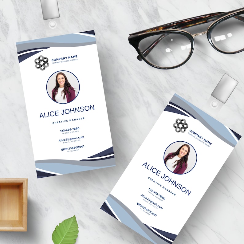 ID Badge Template Work Badge Photo ID Card Employee Name Badge ...