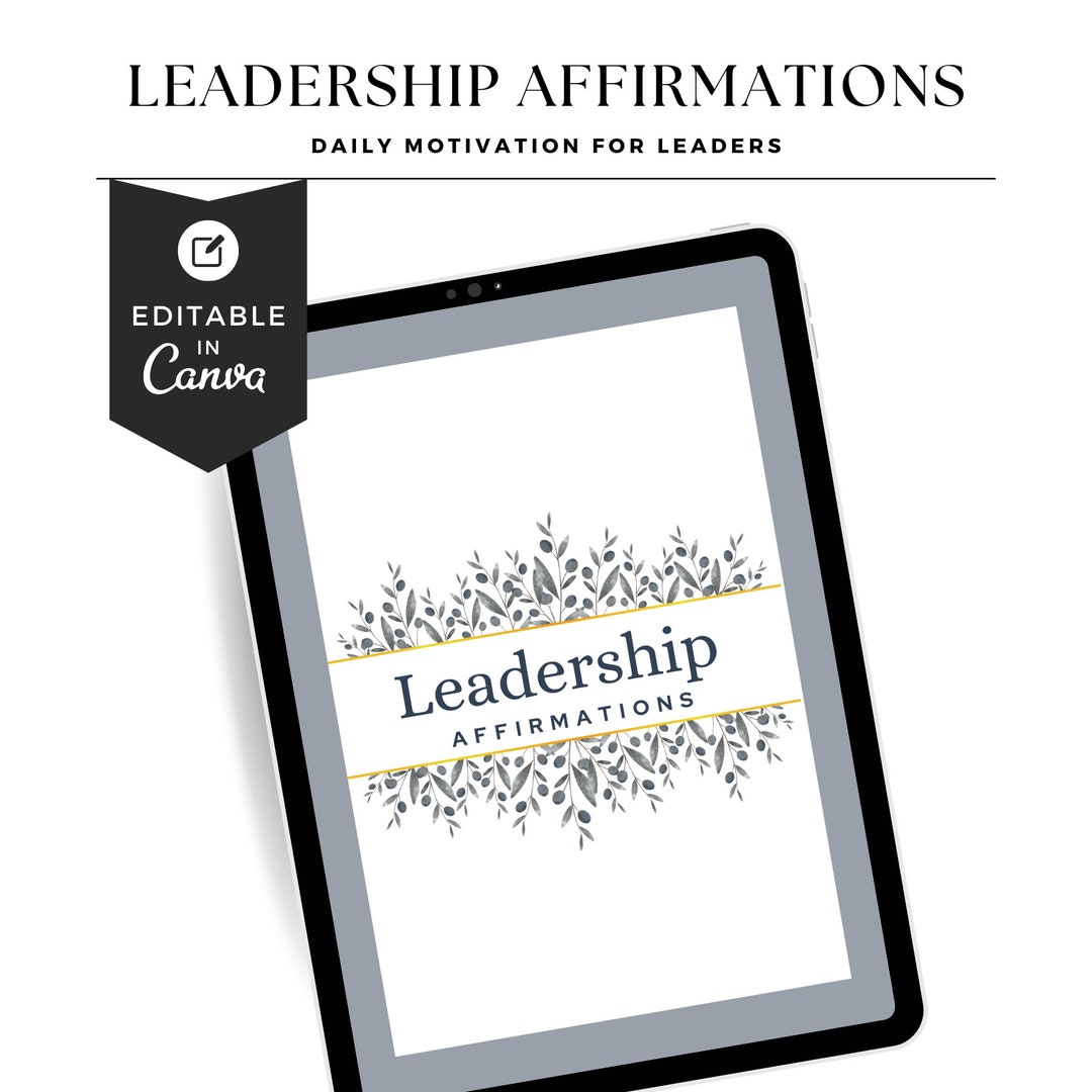 Leadership Affirmation Cards for Motivation, Editable Daily ...