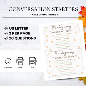 Thanksgiving Conversation Starters, Thanksgiving Icebreaker Game ...