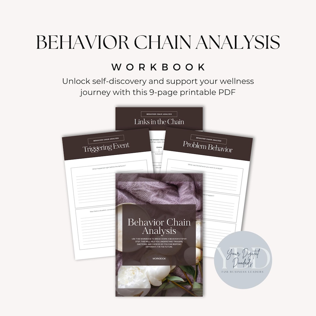 Behavior Chain Analysis Workbook, Wellness Planner Therapy Workbook ...