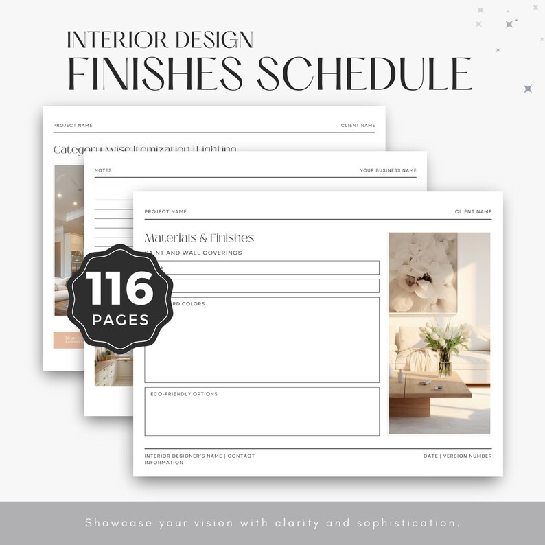 Interior Design Finishes Schedule Canva Template, Fixtures and Finishes ...