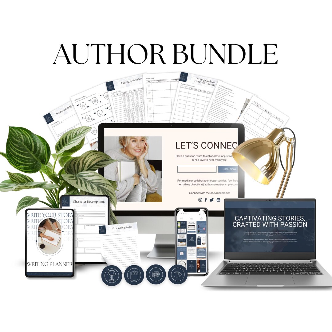 Author Bundle Canva Website & Social Media Template, Novel Writing ...