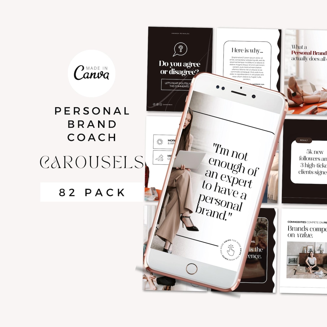 Personal Brand Coach Carousel Templates Canva, Instagram Content ...