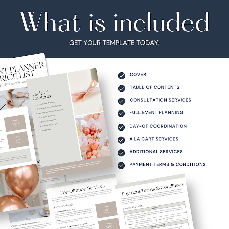 Event Planner Price List Canva Template, Editable Pricing Guide ...
