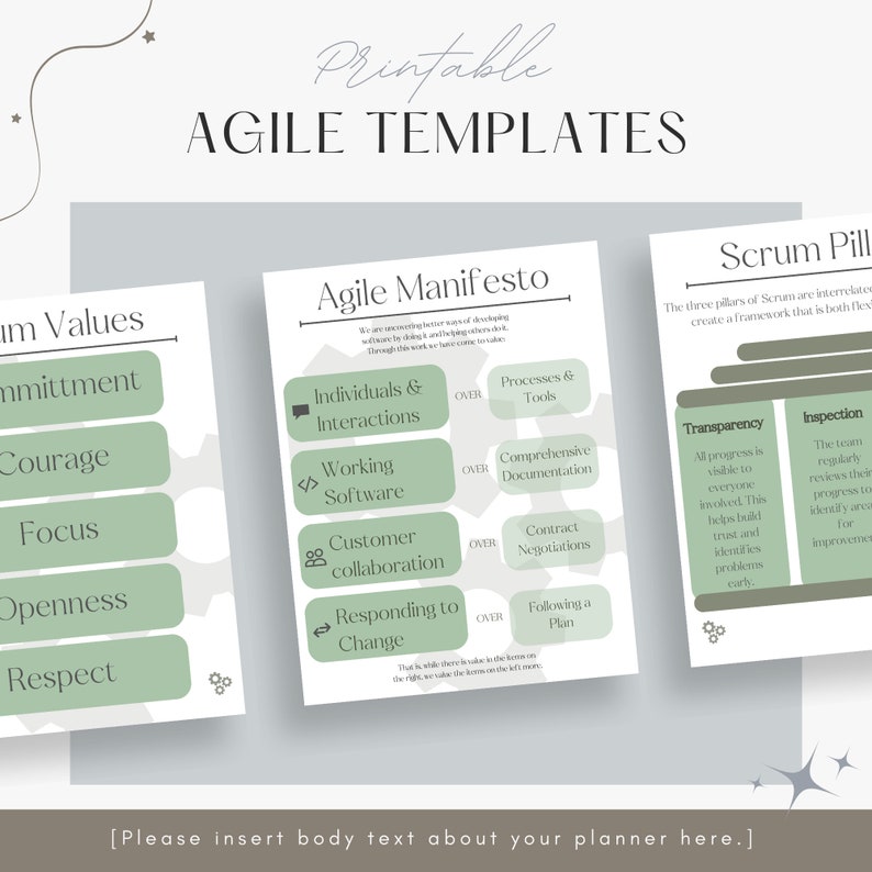 Agile Templates Bundle Agile Manifesto Scrum Pillars Scrum Values Scrum ...