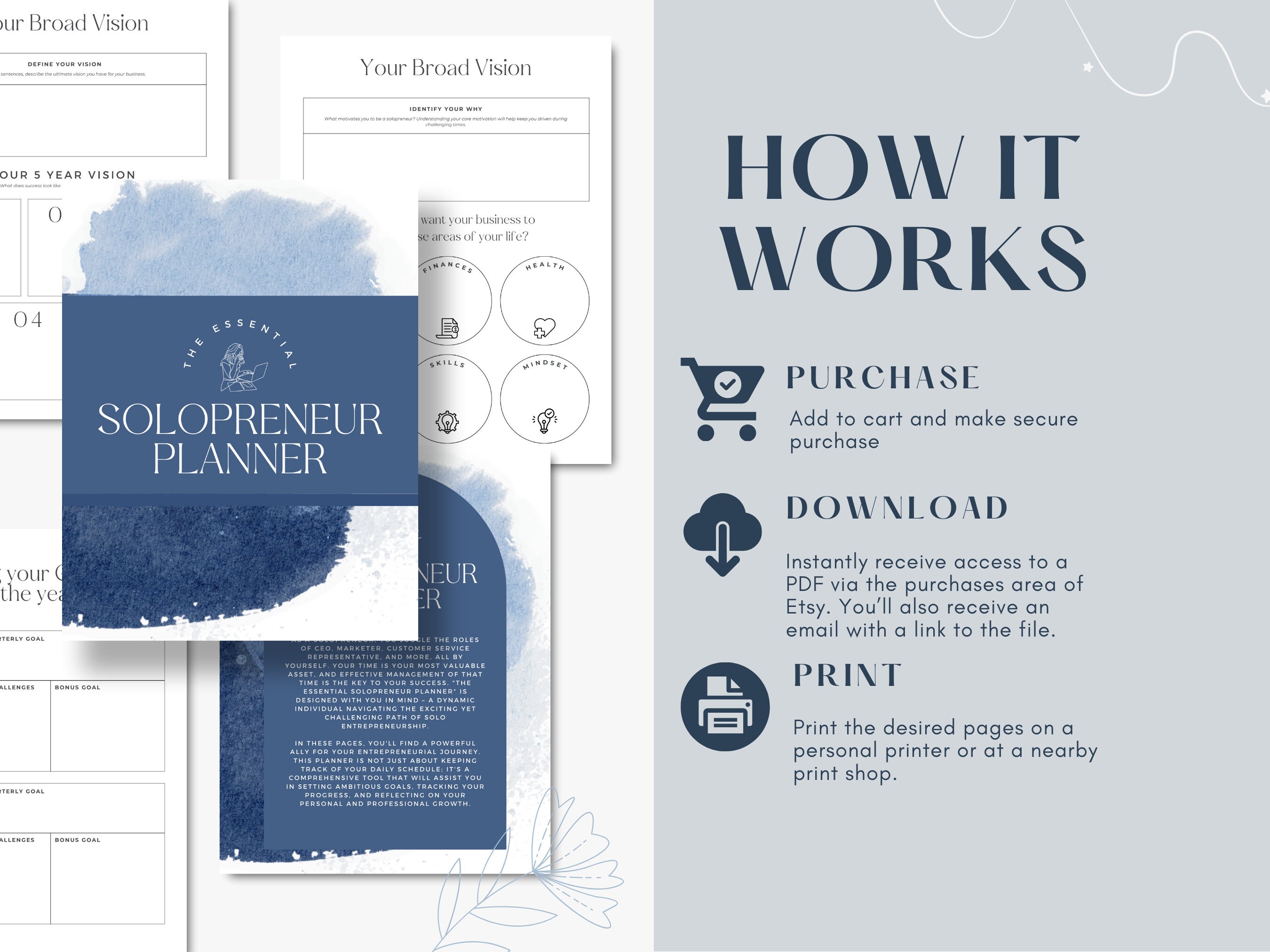 Solopreneur Planner PDF Printable Business Organizer Productivity ...