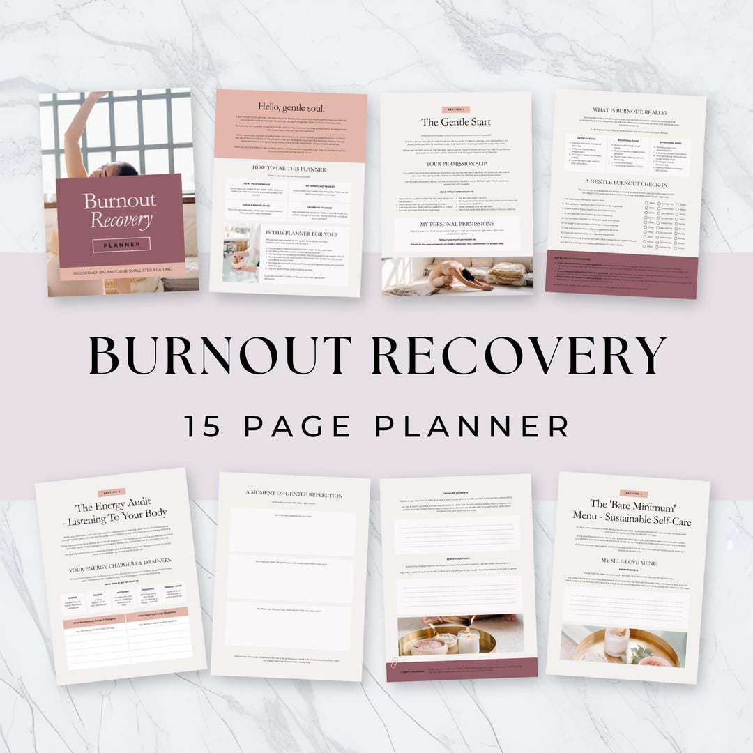 Burnout Recovery Planner, Self Care Wellness Journal, Mental Health Kit ...