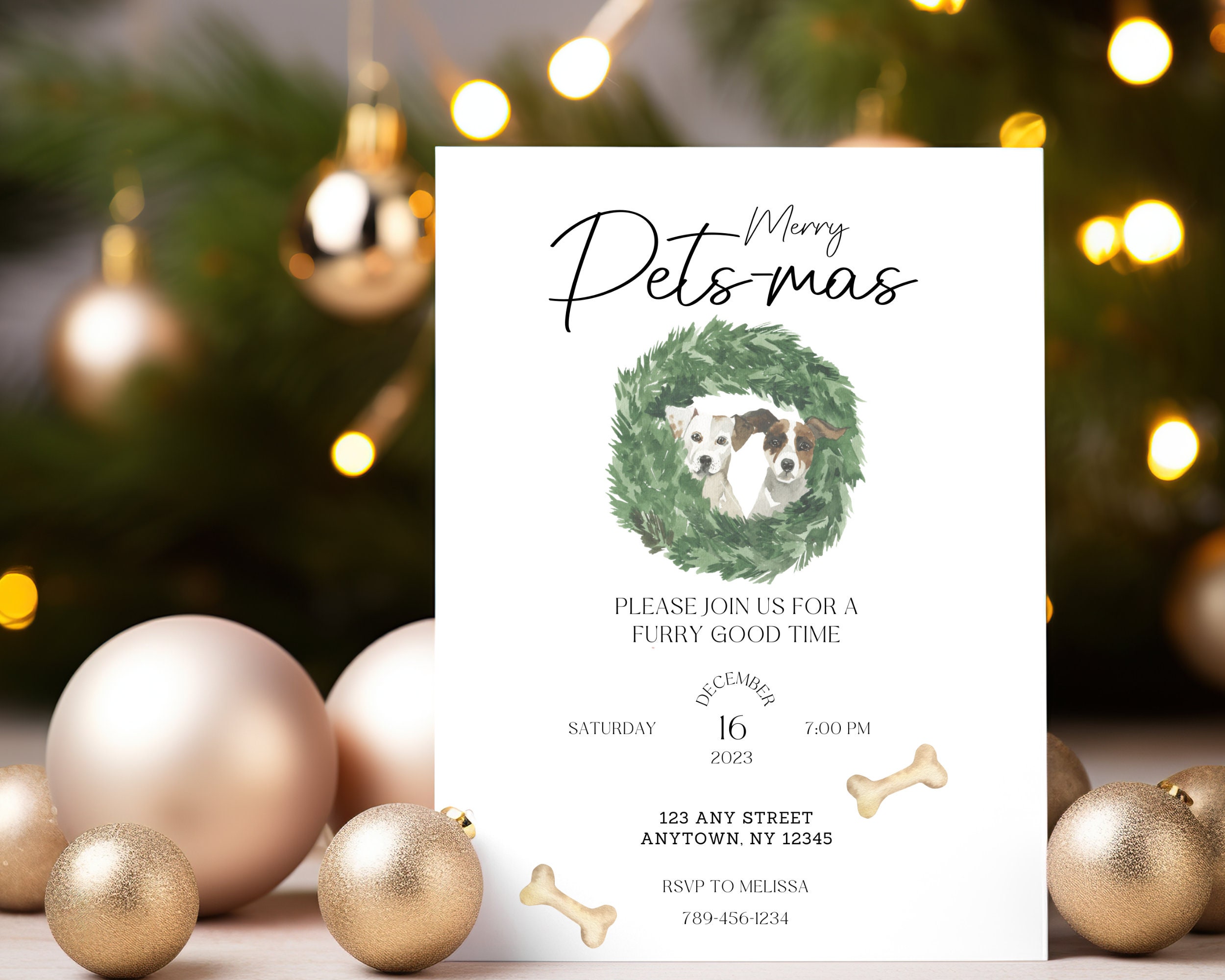 Editable Pet Christmas Party Invitation Holiday Party Invite - Etsy